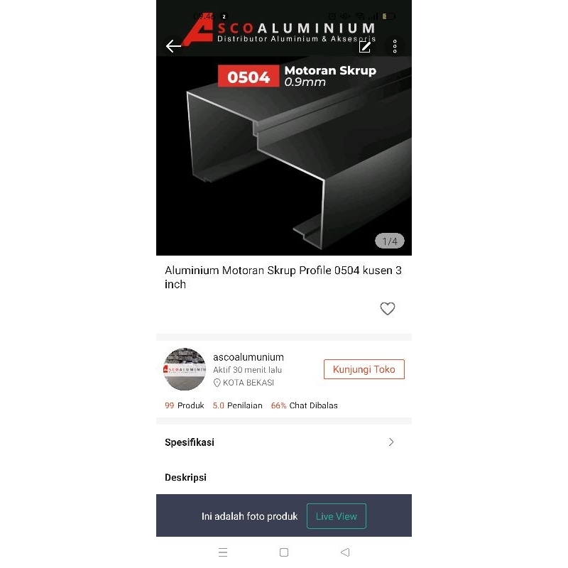 Jual profil aluminium 0504 3 inch merk inkalum | Shopee Indonesia