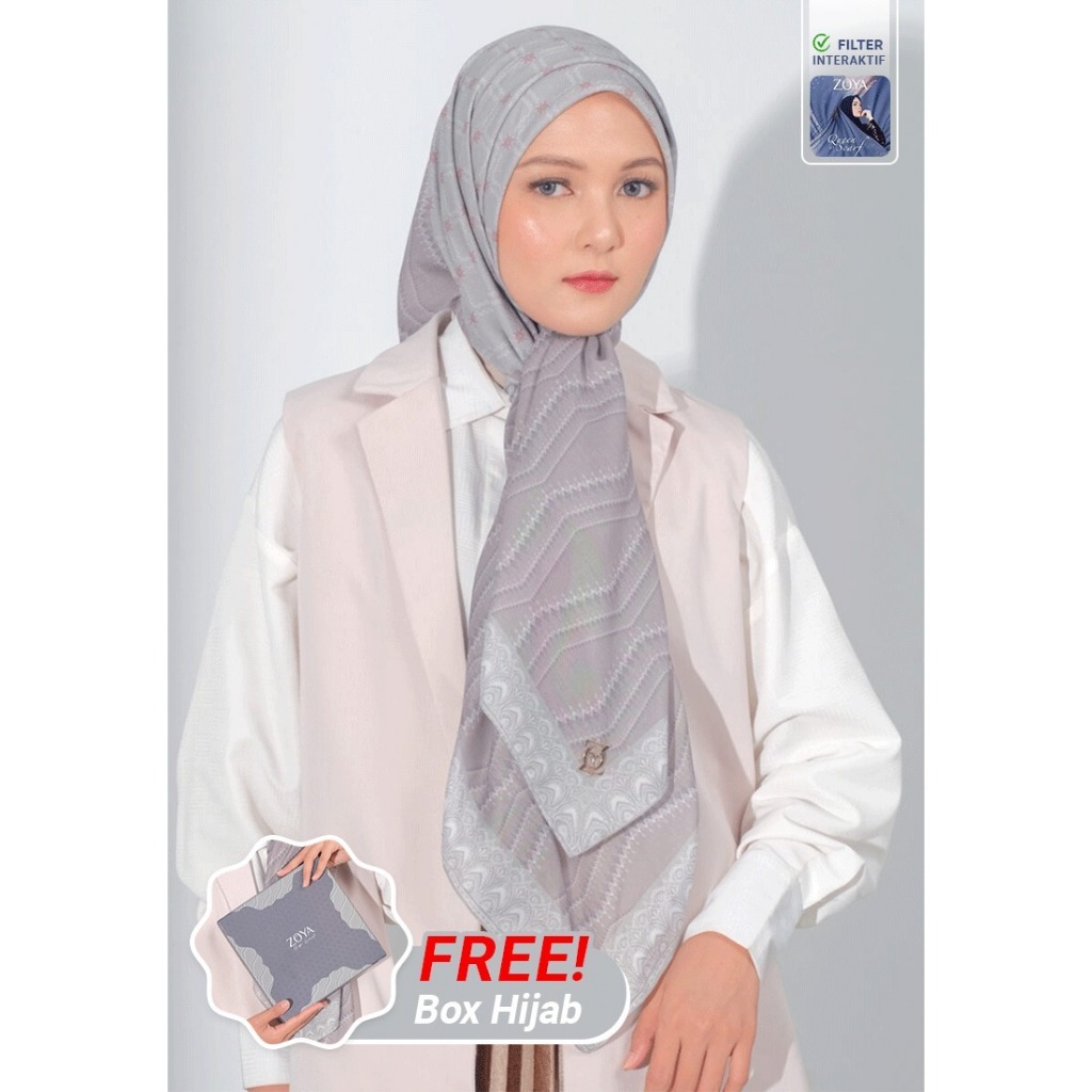 Jual Zoya SALIVIA Scarf - Kerudung Hijab Segiempat Motif With Box - Bahan Voal - Ukuran 115 x ...