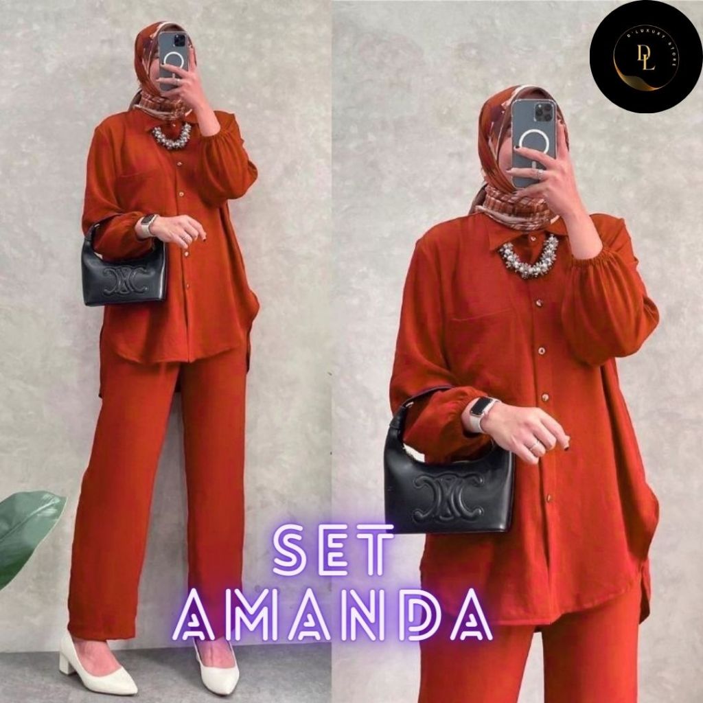 Jual Amanda One Set Premium Setelan Amanda Adem One Set Amanda Jumbo