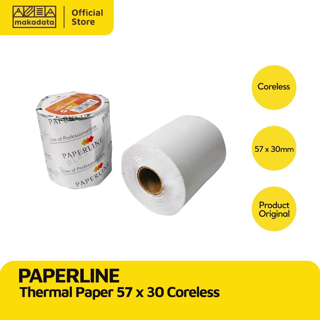 Jual PAPERLINE KERTAS THERMAL PAPER 57 x 30 CORELESS (10 PCS) | Shopee ...