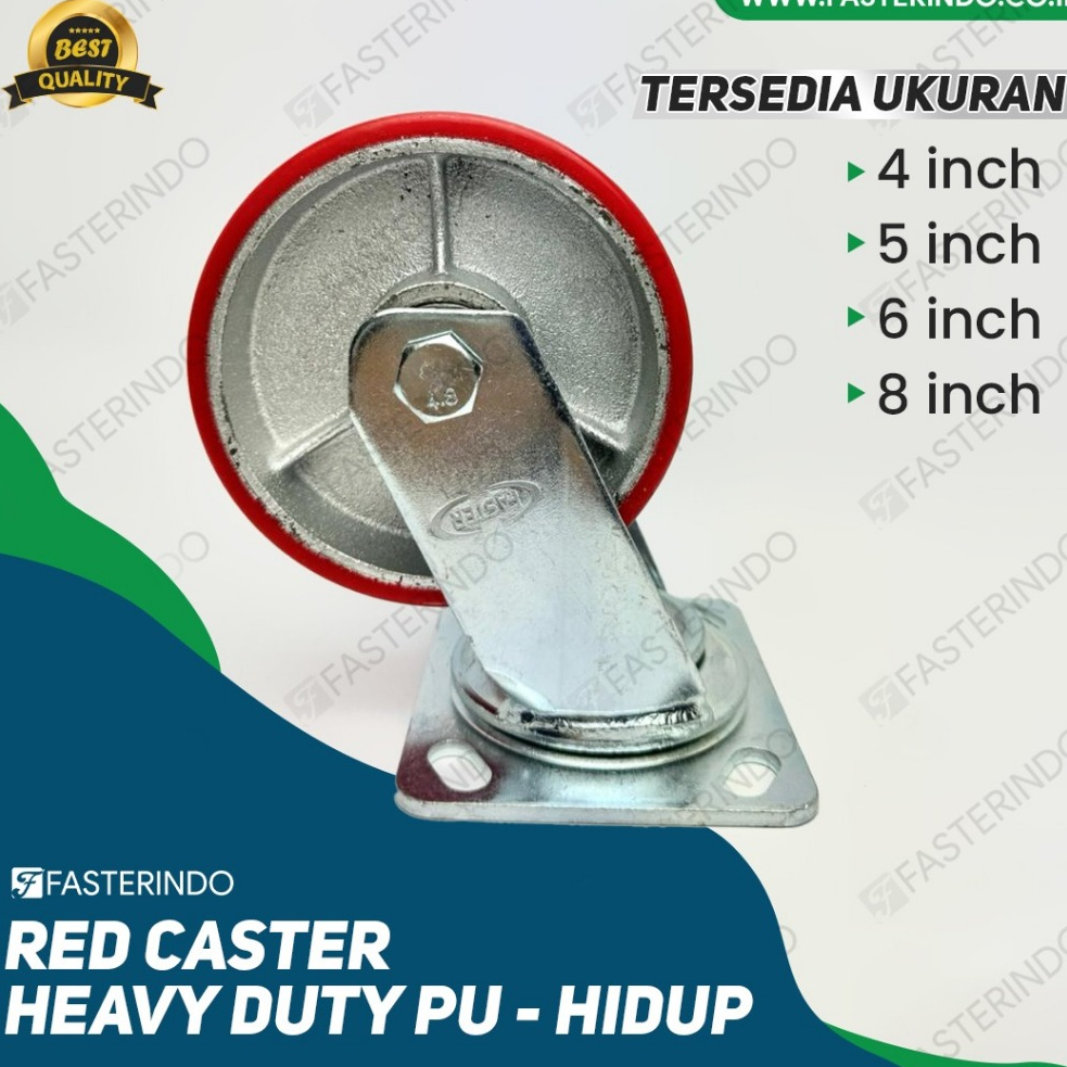 Jual Roda Merah Caster Heavy Duty PU / Red Caster Heavy Duty Hidup ...