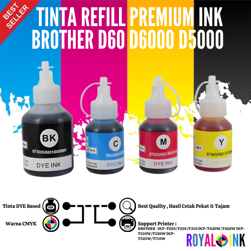 Jual Tinta Refill Premium Brother BTD60BK BT5000 For Printer DCP T310 ...