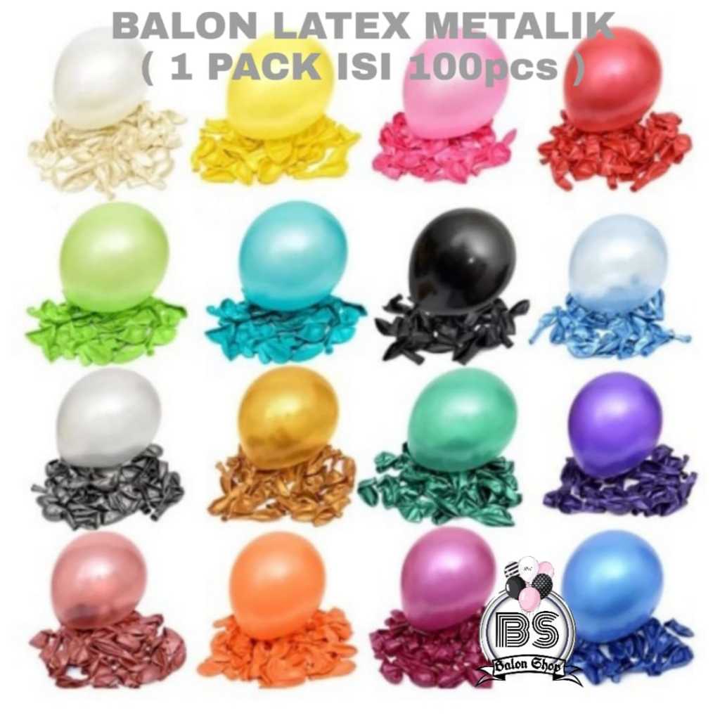 Jual 1 PACK ISI 100pcs BALON LATEX METALIK 12 INCH / BALON LATEX ...