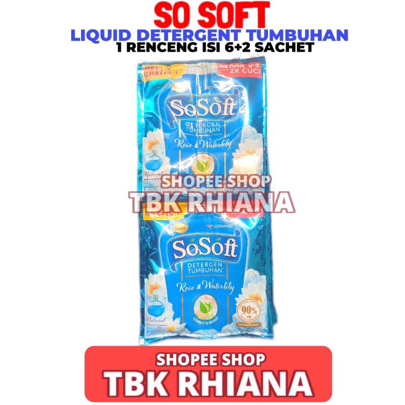 Jual So Soft Detergent Cair Tumbuhan 1 Renceng Isi 8 Sachet 80ML ...