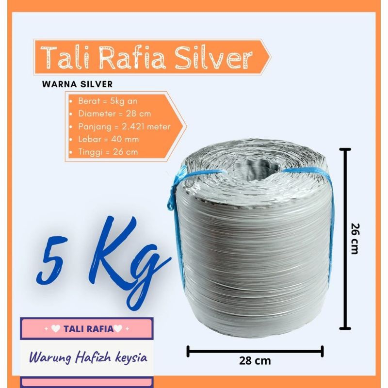 Jual tali rafia plastik warung Hafizh keysia warna silver ukuran -+5kg ...