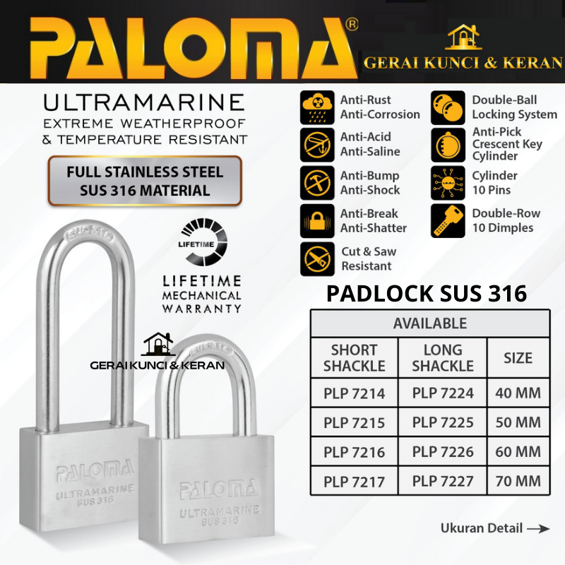 Jual PALOMA PLP 7214 7215 7216 7217 7224 7225 7226 7227 Gembok ...