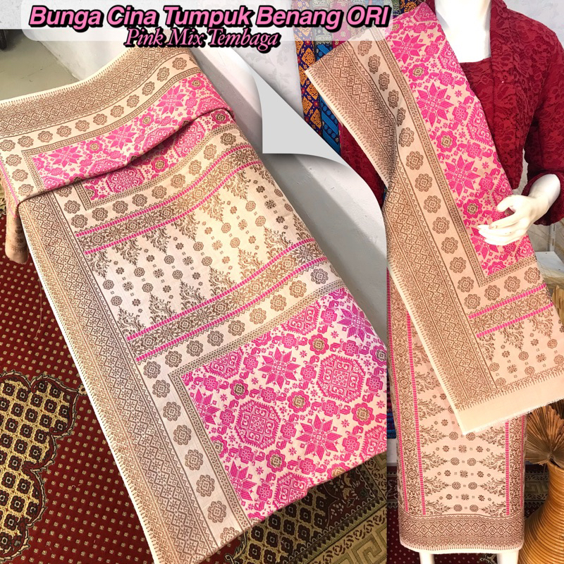 Jual SONGKET BUNGA CINA TUMPUK BENANG TEMBAGA MIX KRISTAL ORI - ASLI TENUN TANGAN PALEMBANG ...