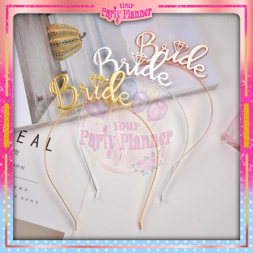 Jual Headband Bando Bride to be Metallic Glossy Bridal shower / Bando ...