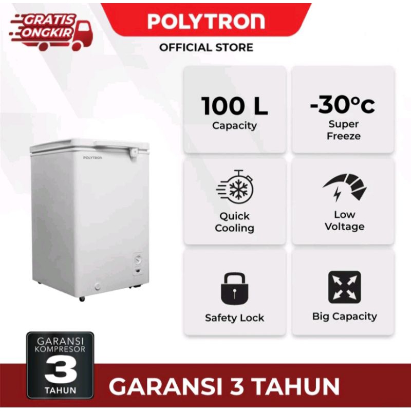 Jual Polytron Chest Freezer 100 Liter PCF 118 | Shopee Indonesia