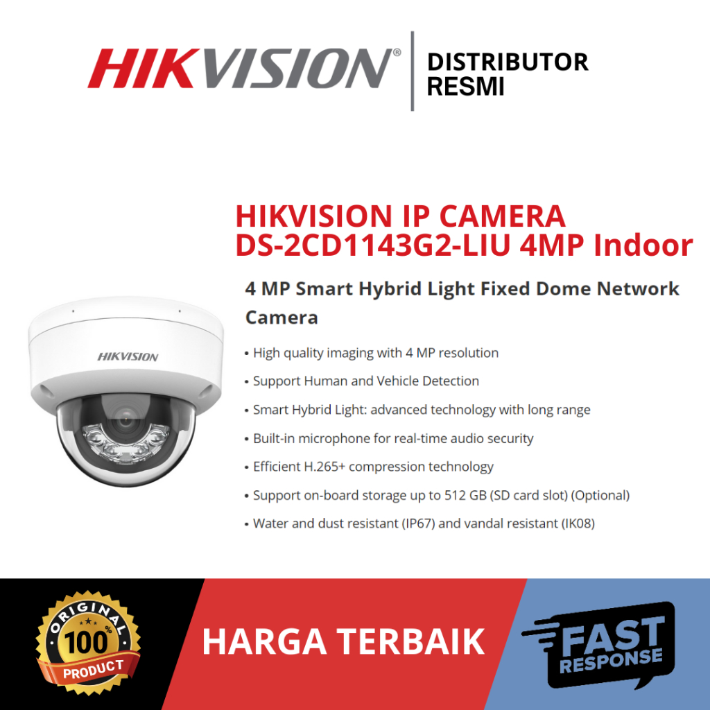Jual HIKVISION IP CAMERA DS-2CD1143G2-LIU 4MP Indoor | Shopee Indonesia
