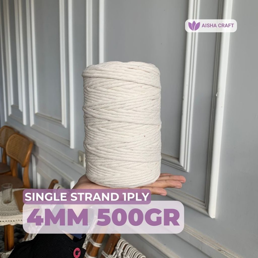 Jual Tali Katun Macrame Natural Warna 3MM 4MM 500GR 1PLY / Single ...