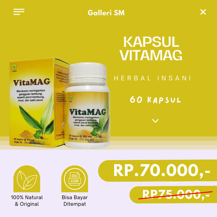 Jual VITAMAG- VITA MAG KAPSUL HERBAL MAG DAN MASALAH PENCERNAAN 60 ...