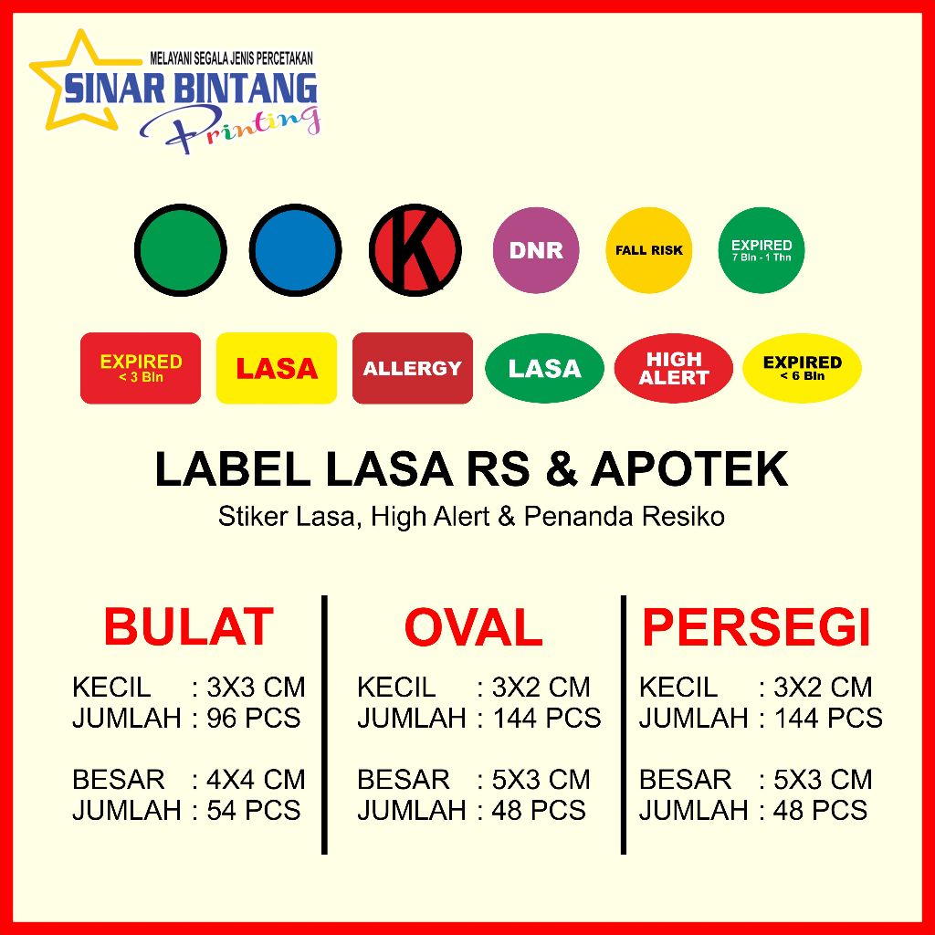 Jual Stiker High Alert & Lasa | Stiker label obat lasa RS & Apotek | ANADROM 3142 | Shopee Indonesia