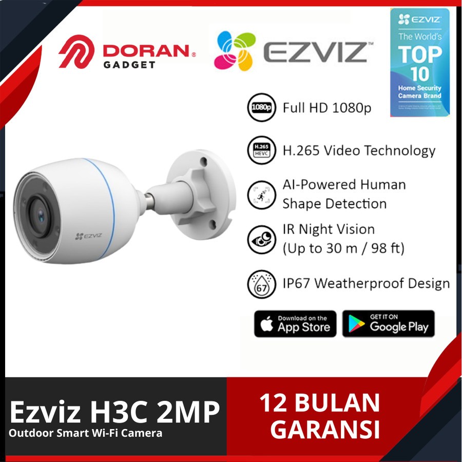 Jual Ezviz H3C 2MP Night Vision Smart Wi-Fi IP Camera CCTV 1080p ...