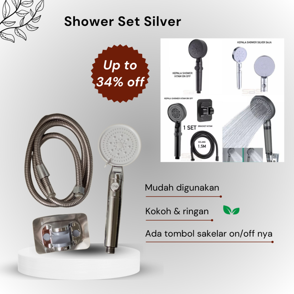Jual 3 In 1 Shower Putih Head with Hose Set Kepala Pancuran ( Putih ...