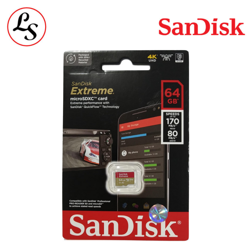 Jual SANDISK MICRO SD SDXC Extreme 64GB / 64 GB 170 MB/s 4K Memory Card ...