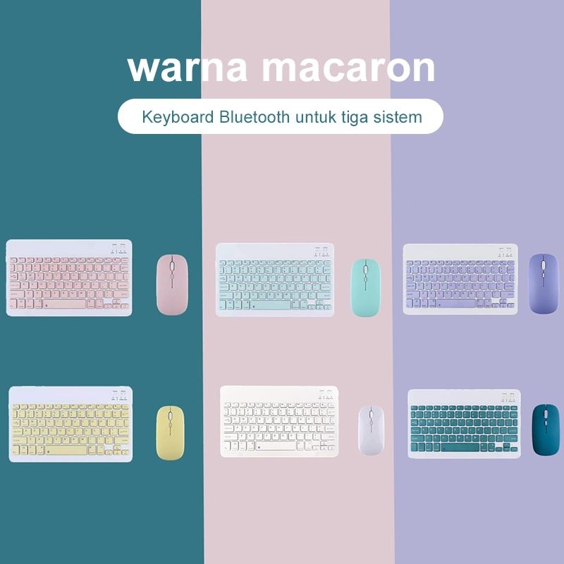 Jual Bluetooth Keyboard 10 Inch Wireless keyboard + Macaron ...