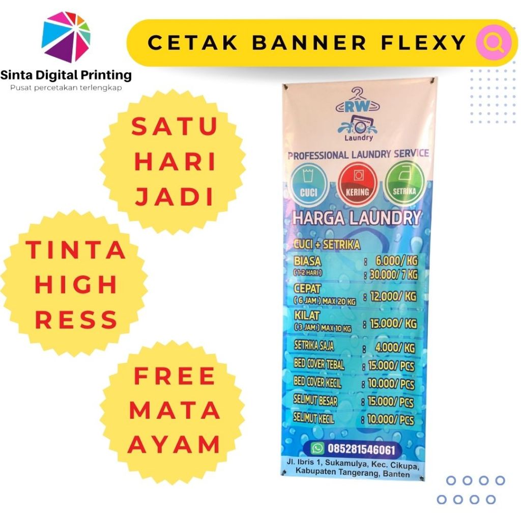 Jual Cetak Spanduk Banner Toko Laundry Flexy UK 160X60 Custom Desain ...