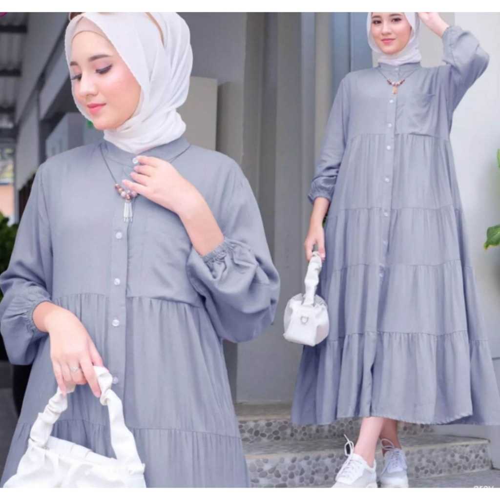 Jual Linda midi dress wanita kekinian bahan katun micro | Shopee Indonesia