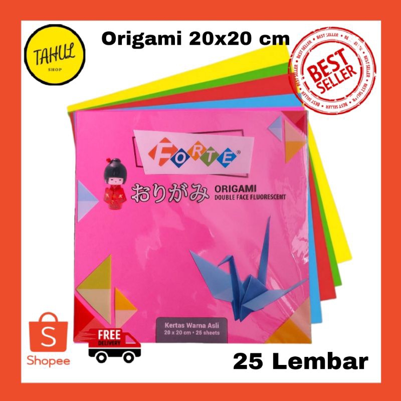 Jual Kertas Origami 20 x 20 cm (25 lembar) 2 Sisi (Double Face) Forte ...