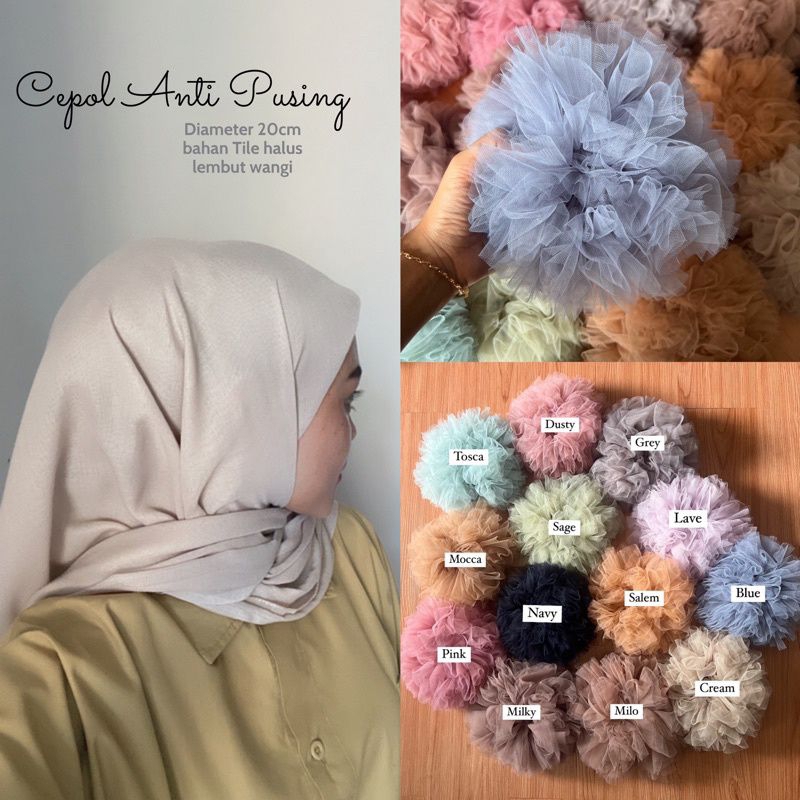 Jual Cepolan Tile Hijab Anti Kempes Anti Pusing/Ikat Rambut Scruncie ...