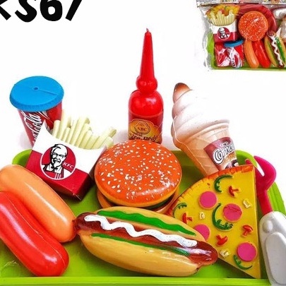Jual KF7 KS67 Mainan Anak Masak Masakan KFC Fast Food Set Burger Pizza ...