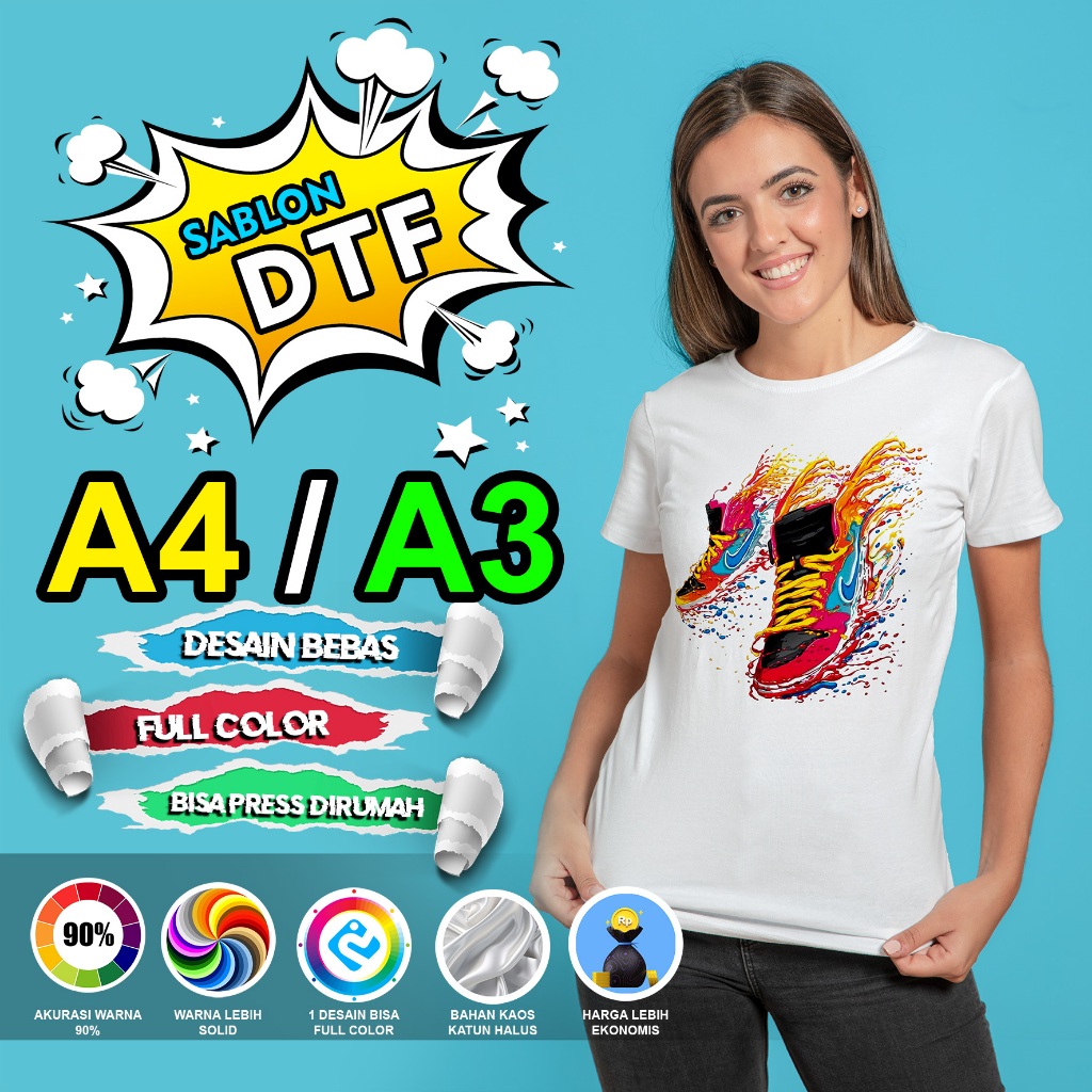 Jual SABLON DTF PREMIUM ECERAN DFT HIGHRES DTF A4 DTF A3 DTF 6 PASS TINGGAL PRESS | Shopee Indonesia