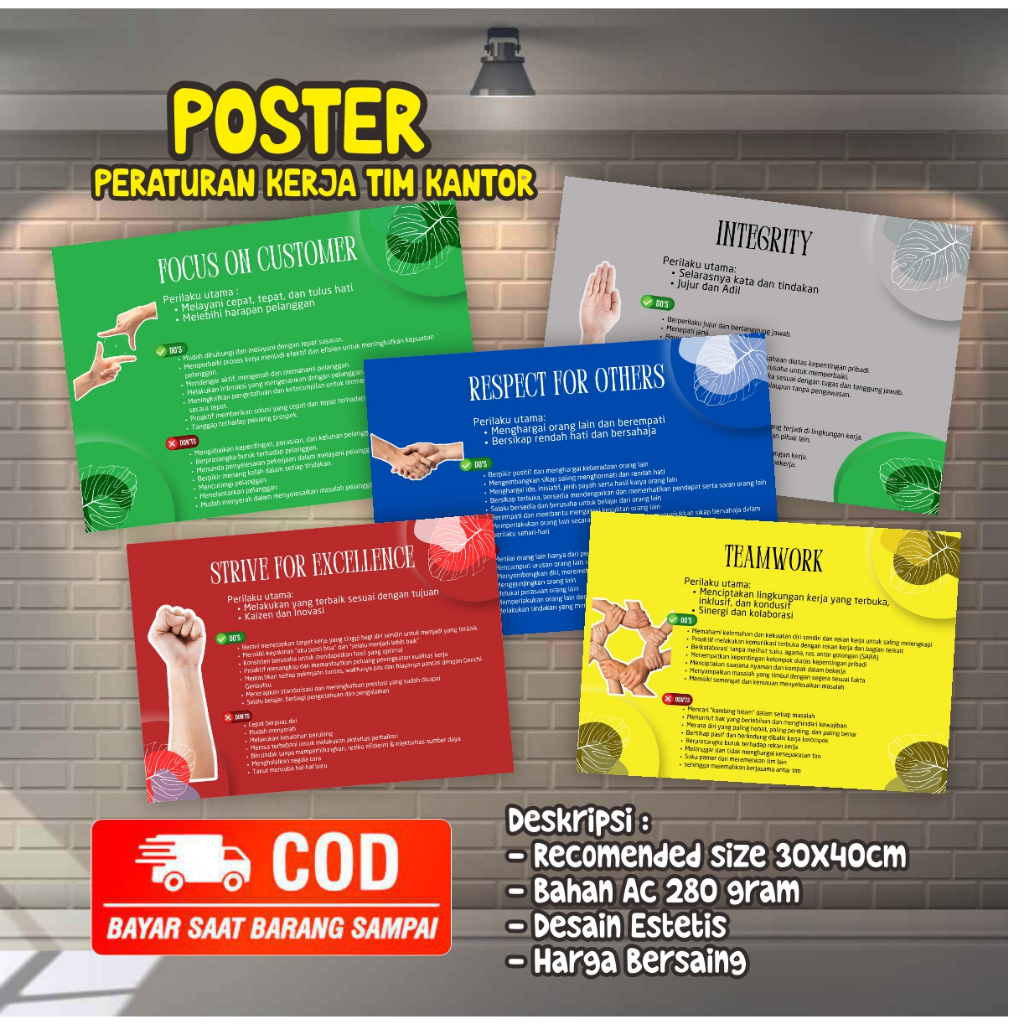 Jual POSTER PERATURAN KERJA TIM KARYAWAN MARKETING KETENTUAN PERATURAN ...
