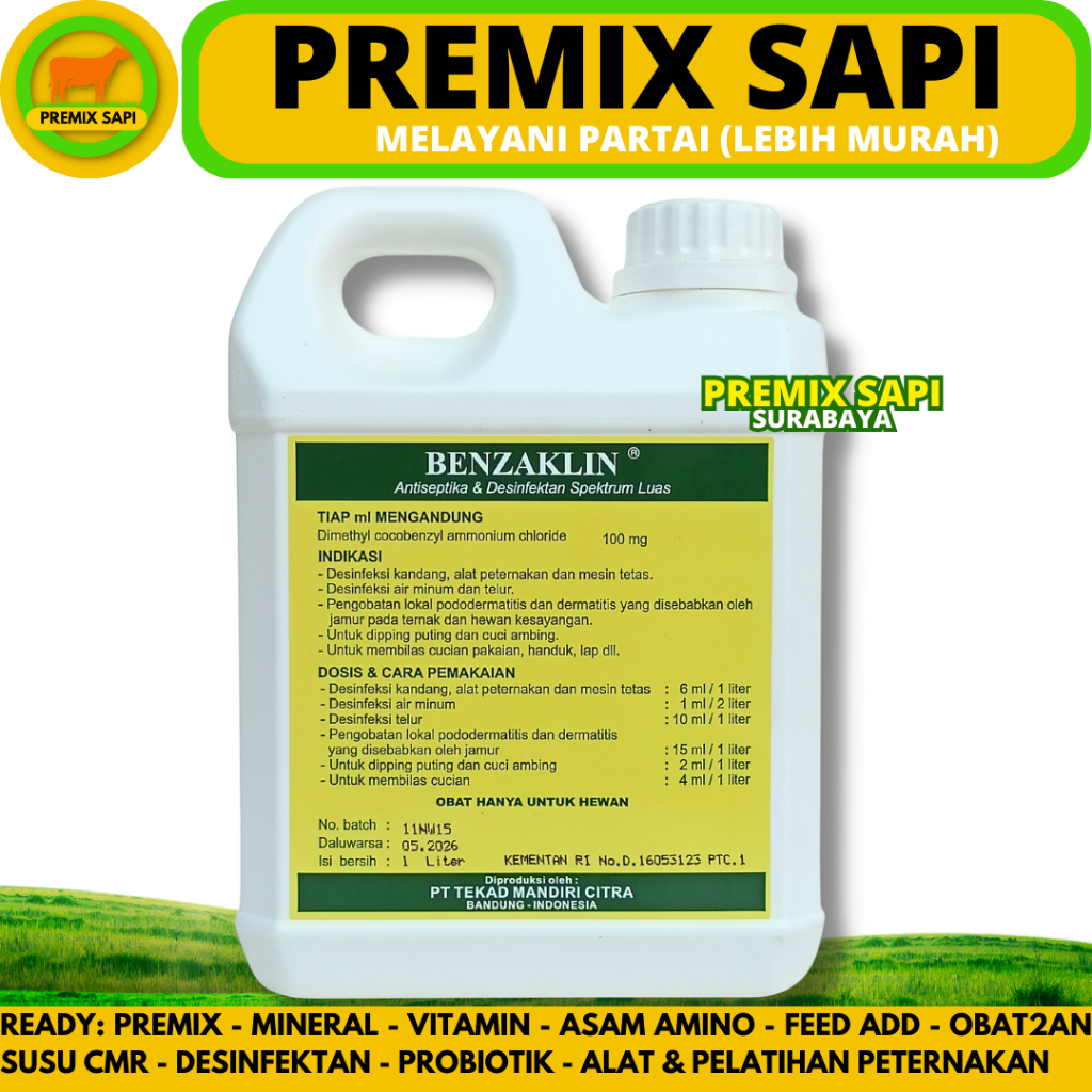 Jual DISINFEKTAN BENZAKLIN 1 LITER - Desinfektan Dan Antiseptik Kandang ...