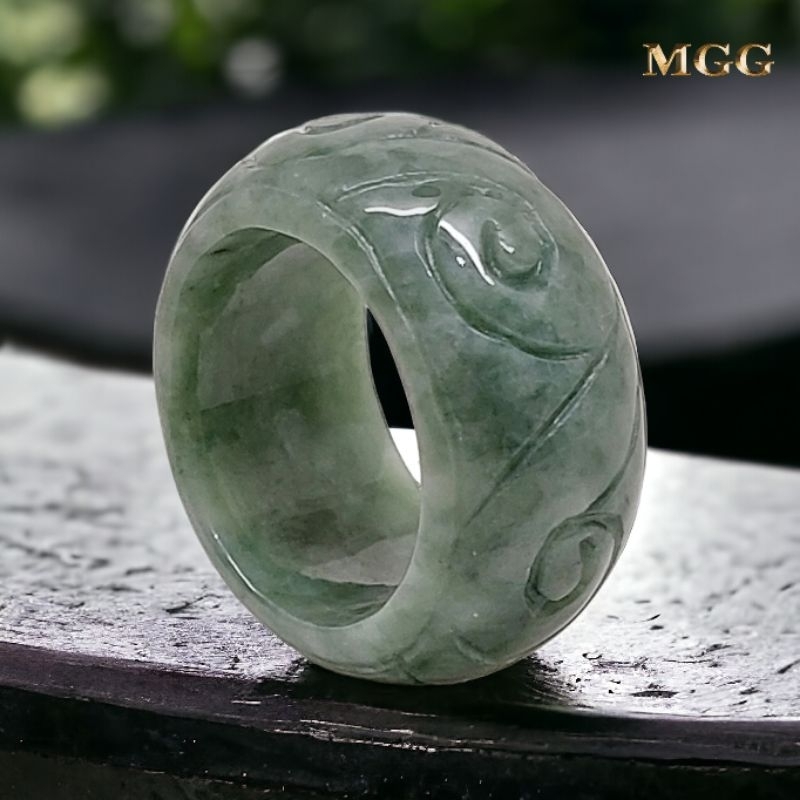 Jual CINCIN BATU NATURAL GIOK BURMA UKIR JEDEITE JADE TYPE A ORIGINAL ...