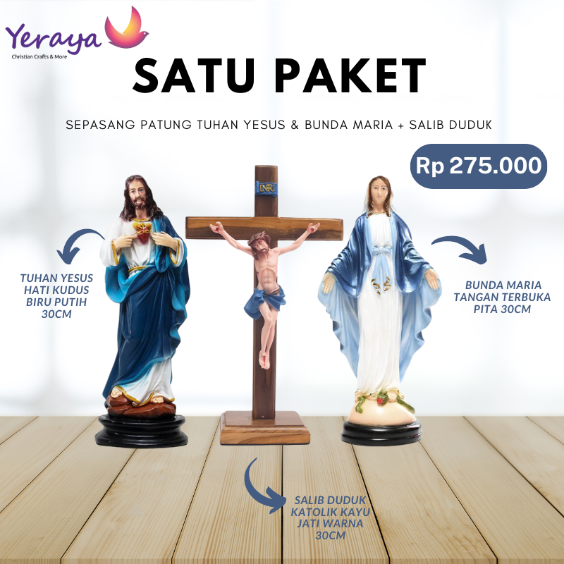 Jual Satu Paket Pajangan Patung Rohani Tuhan Yesus Hati Kudus Bunda ...