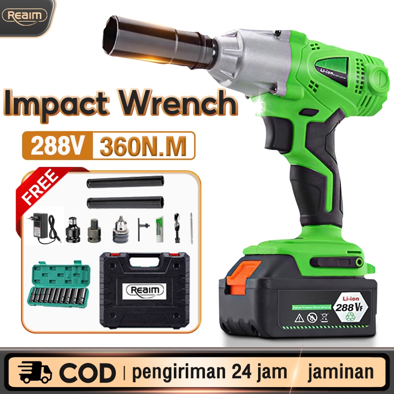 Jual Reaim cordless impact wrench 288V impact baterai MESIN BOR UNTUK BAUT MOBIL impact ...
