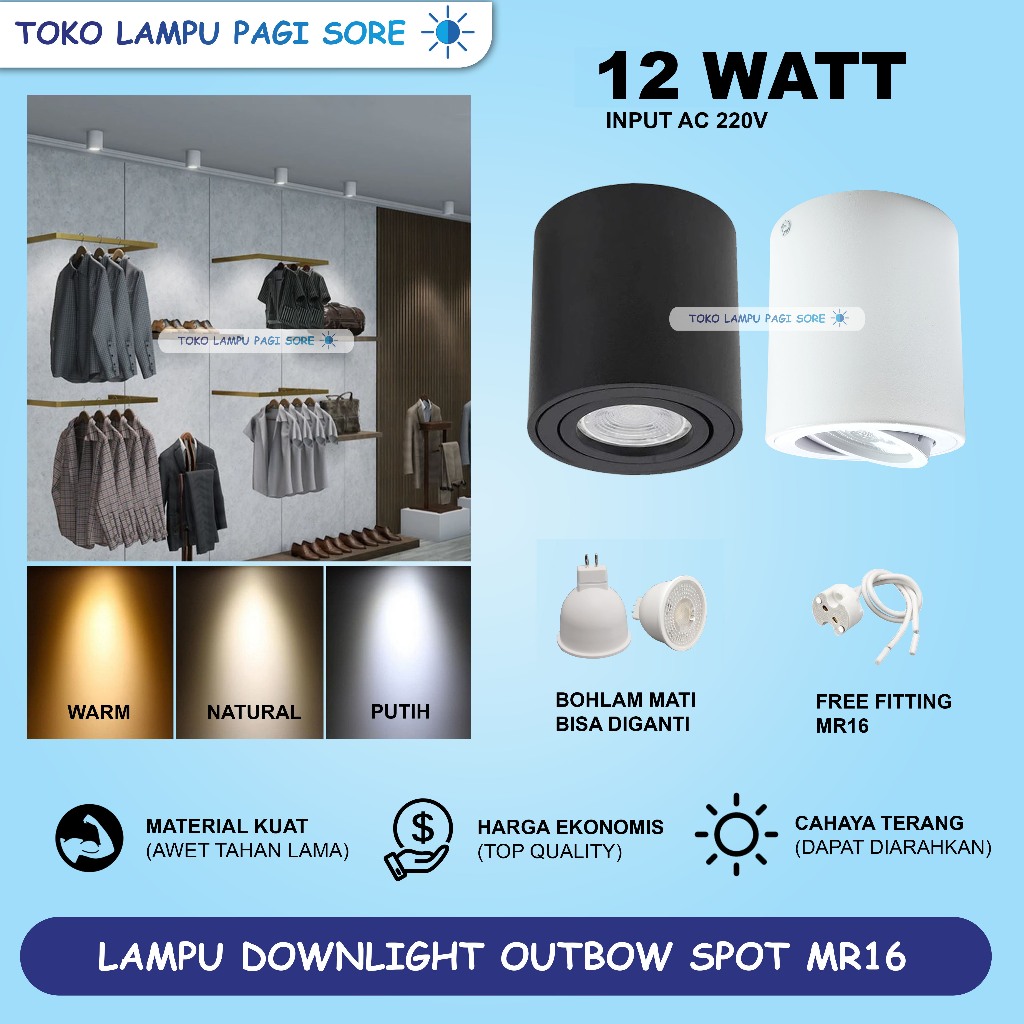 Jual Lampu Downlight Outbow MR16 LED Plafon Sorot 12W Spotlight 12 Watt | Shopee Indonesia