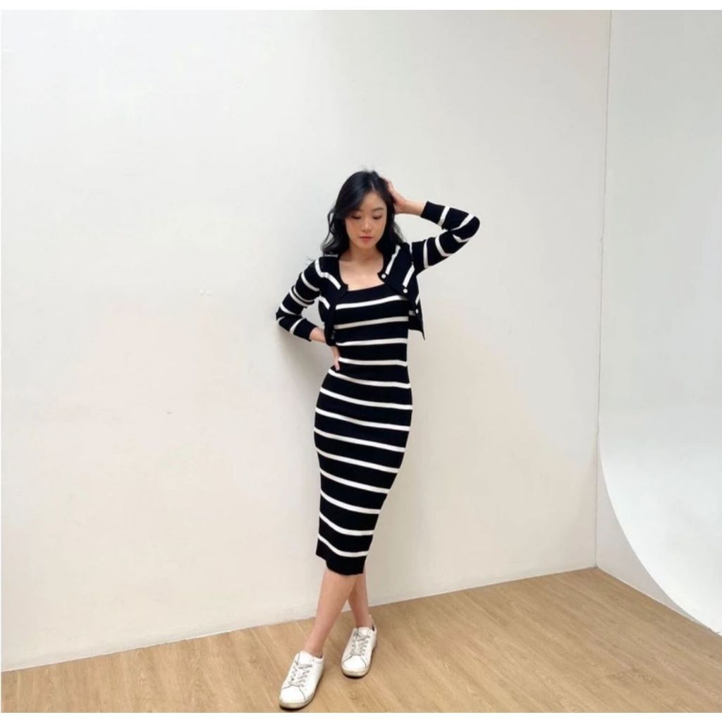 Jual beststore_id96 - Setelan Liola 2IN1 Outer & Dress Rajut | Shopee ...