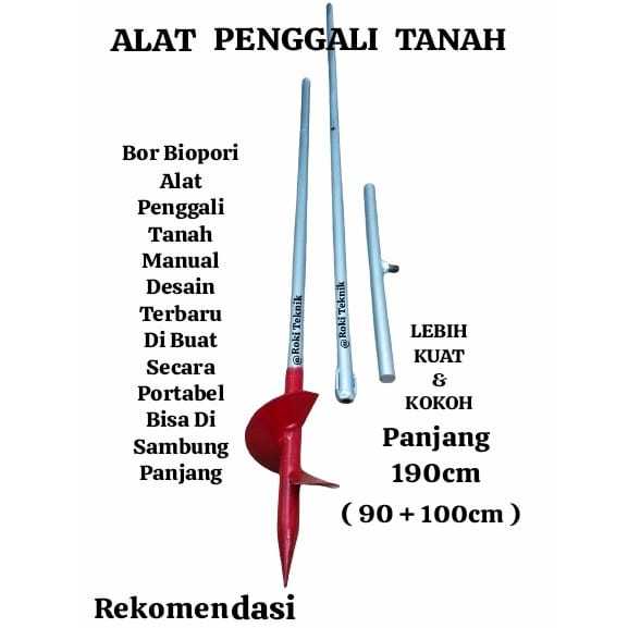 Jual Alat Penggali Tanah Serbaguna Bor Tanah Biopori Diameter 9cm ...