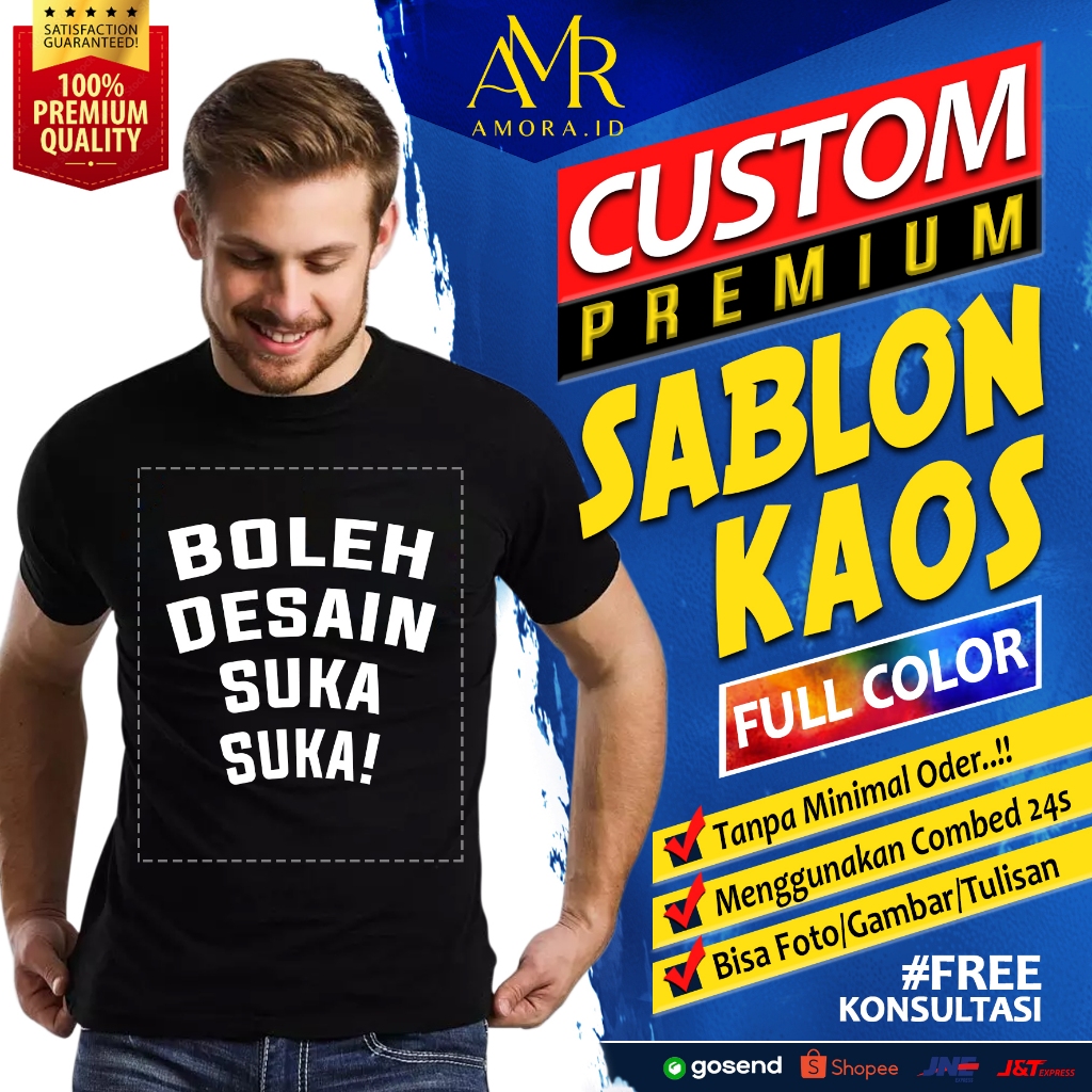 Jual KAOS CUSTOM SABLON DTF SATUAN GAMBAR BEBAS DESIGN BEBAS | BAHAN COTTON COMBED PREMIUM 24s ...