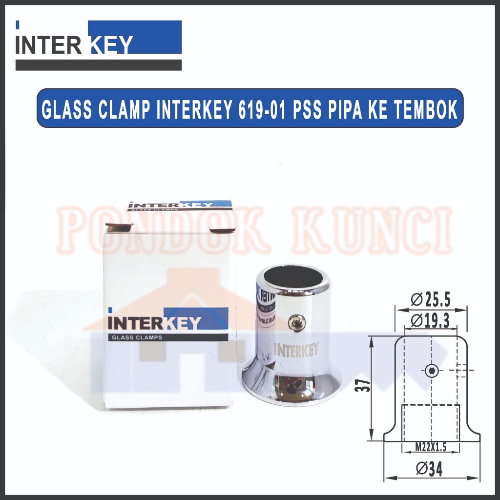 Jual Glass Clamp Konektor Penghubung Pipa Ke Tembok INTERKEY 619-01 ...