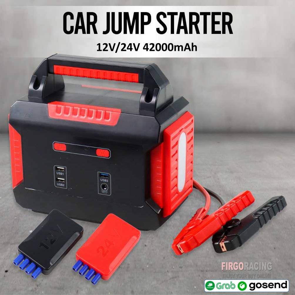 Jual Power Bank Jumper Aki Mobil 12V 24V 42000mAh Triple USB | Shopee ...