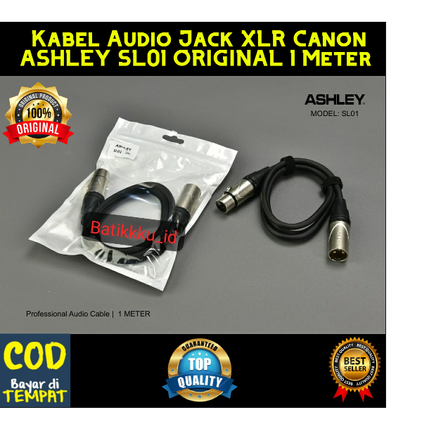 Jual Kabel Jack XLR CANON ASHLEY SL01 SL 01 ORIGINAL KABEL MIC AMPLIFIER POWER MIXER 1 Meter ...