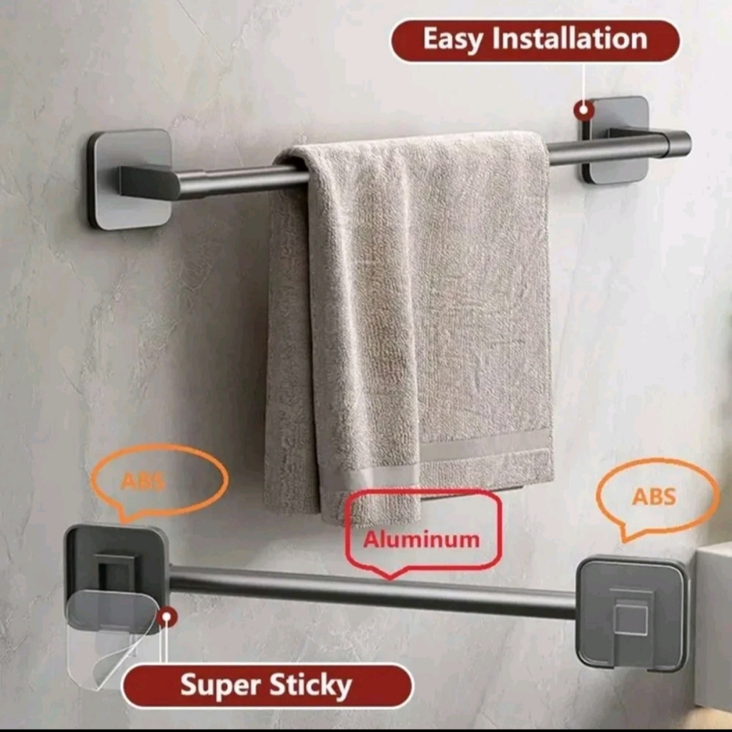 Jual Gantungan handuk kamar mandi tanpa bor / rak handuk | Shopee Indonesia