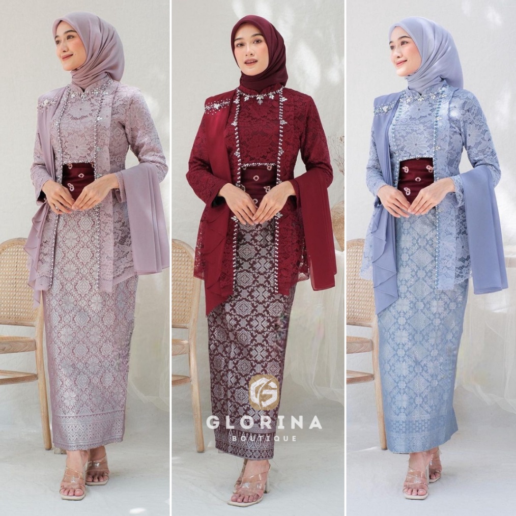 Jual ART Y58X Kebaya Laksmi Kutubaru Free Selendang dan Obi Belt Batik ...