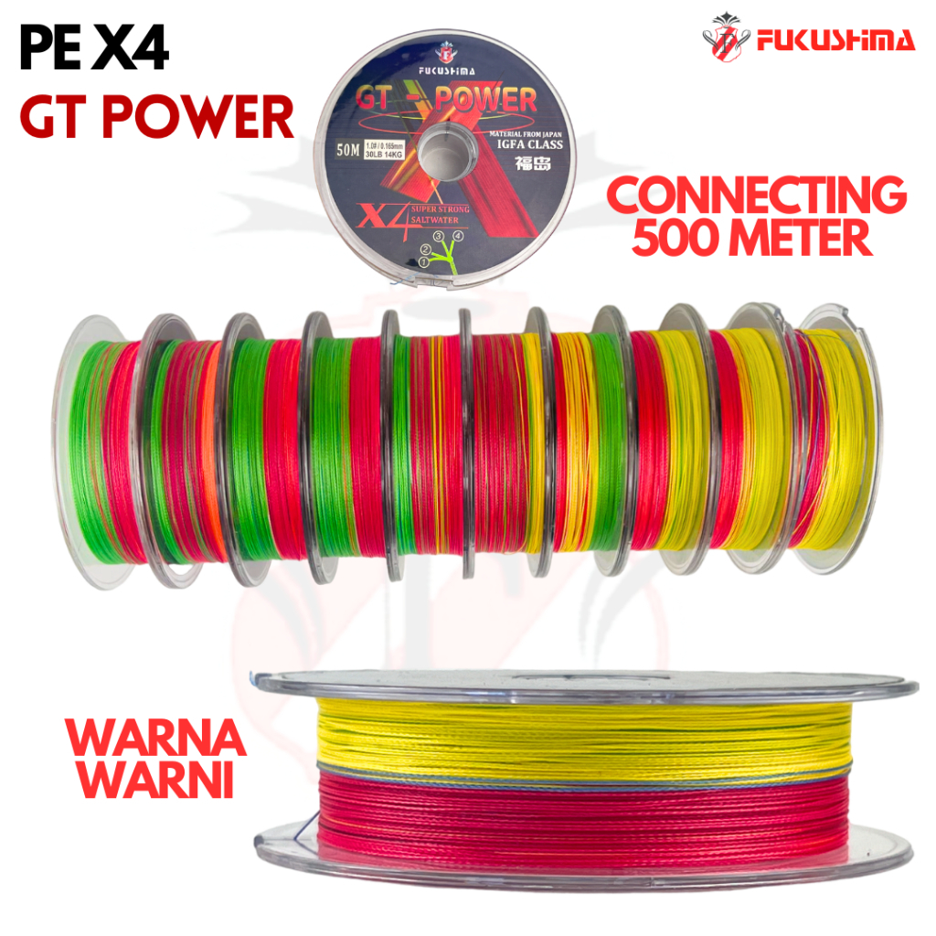 Jual Tali Pancing Benang PE X4 GT POWER 50 mtr ukuran 0.8-10.0 ...