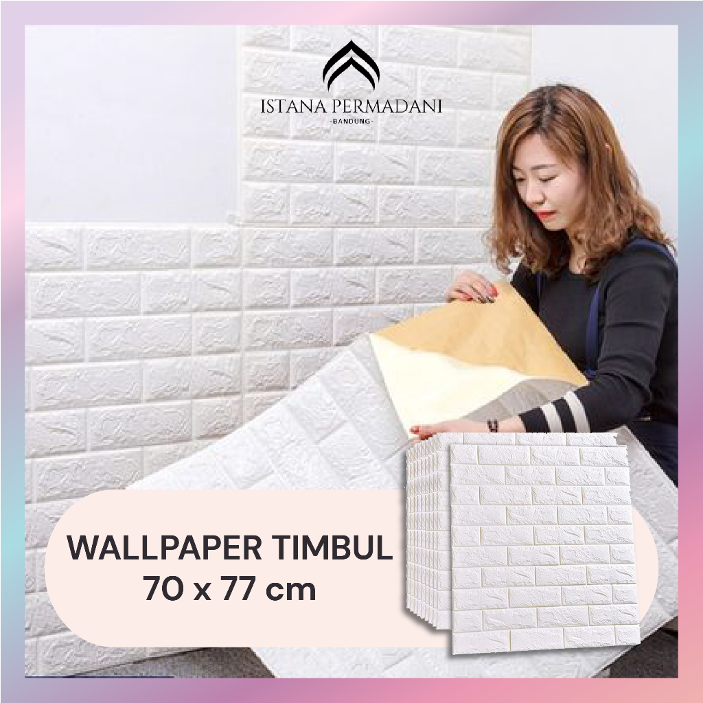 Jual Wallpaper Dinding 3D Kamar | Wallfoam Foam Timbul Bata Motif 70 x 77 cm | Shopee Indonesia