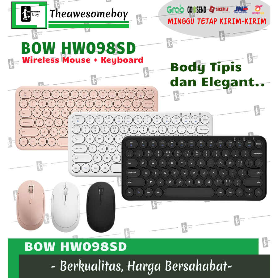 Jual BOW Wireless Silent Mouse Keyboard Ultra-Slim Portable Tablet ...