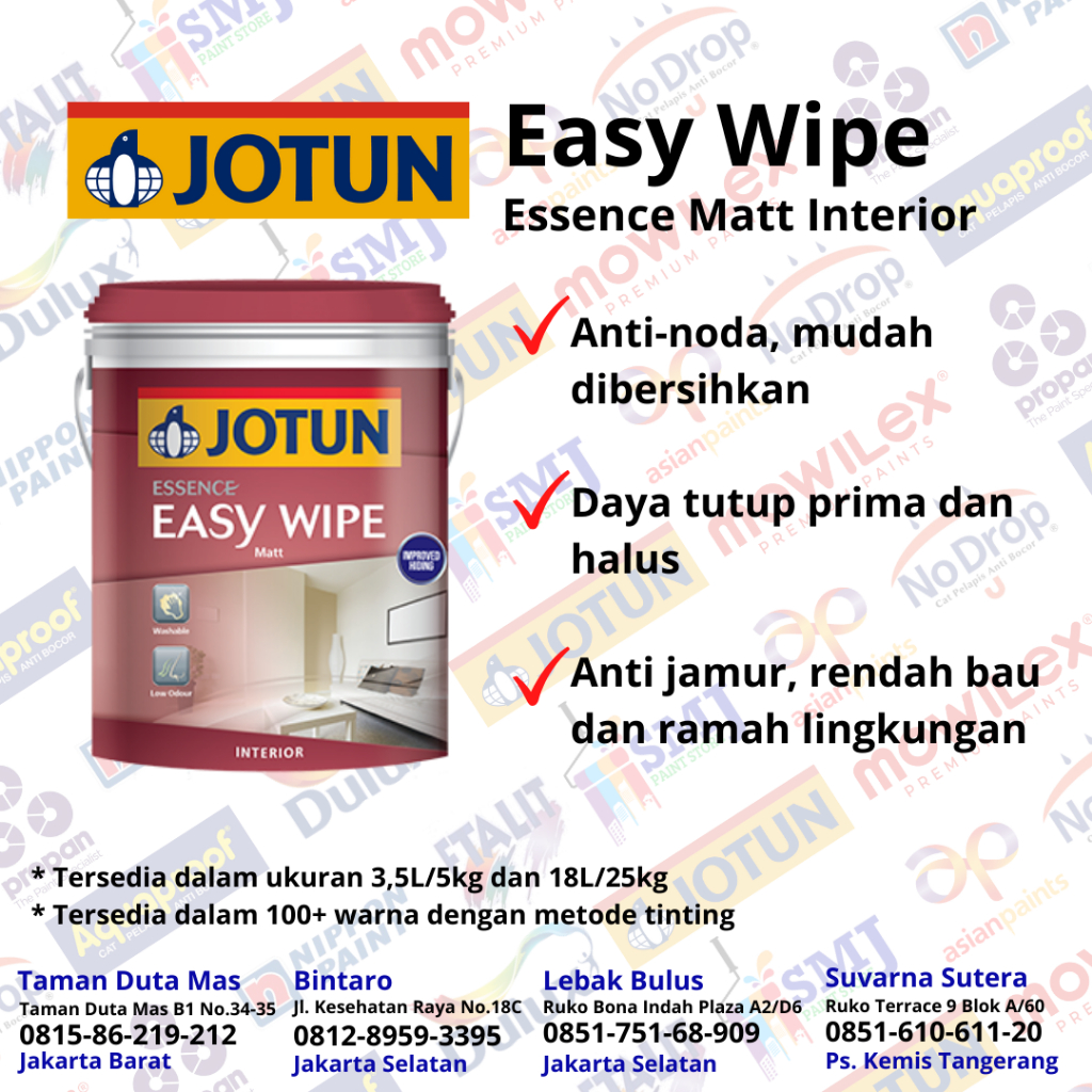 Jual CAT INTERIOR JOTUN ESSENCE EASY WIPE WARNA PUTIH DAN TINTING ...