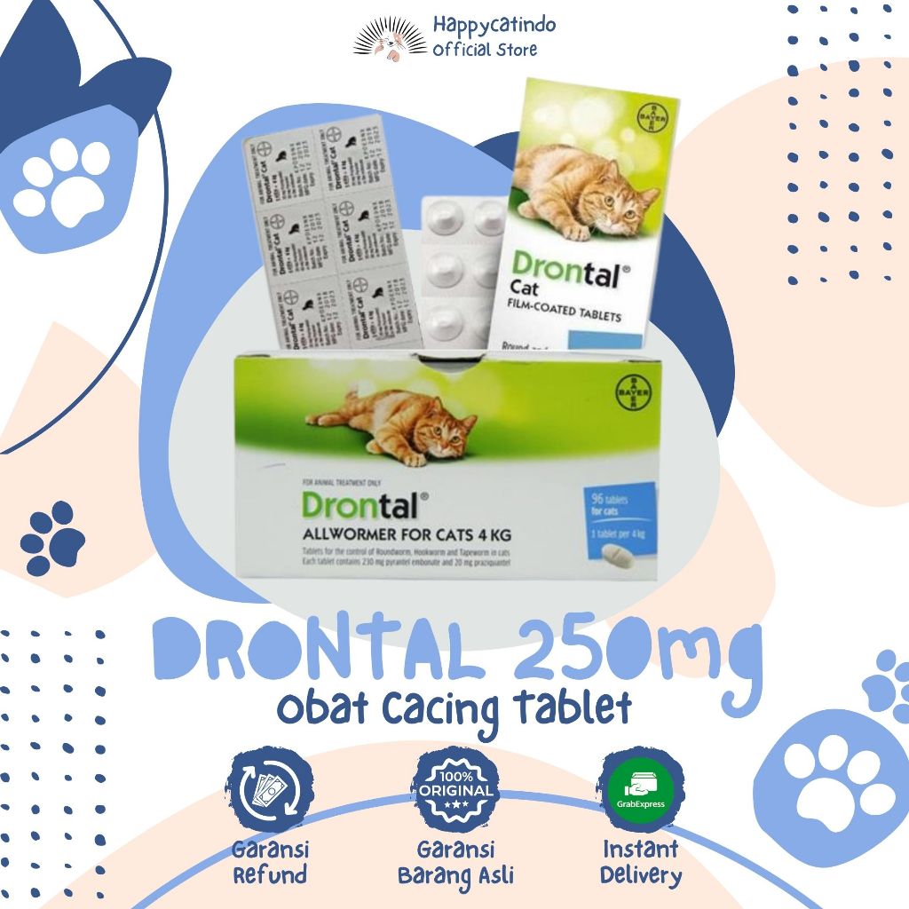 Jual Obat Cacing Untuk Kucing DRONTAL 250 MG (1 Tablet) | Shopee Indonesia