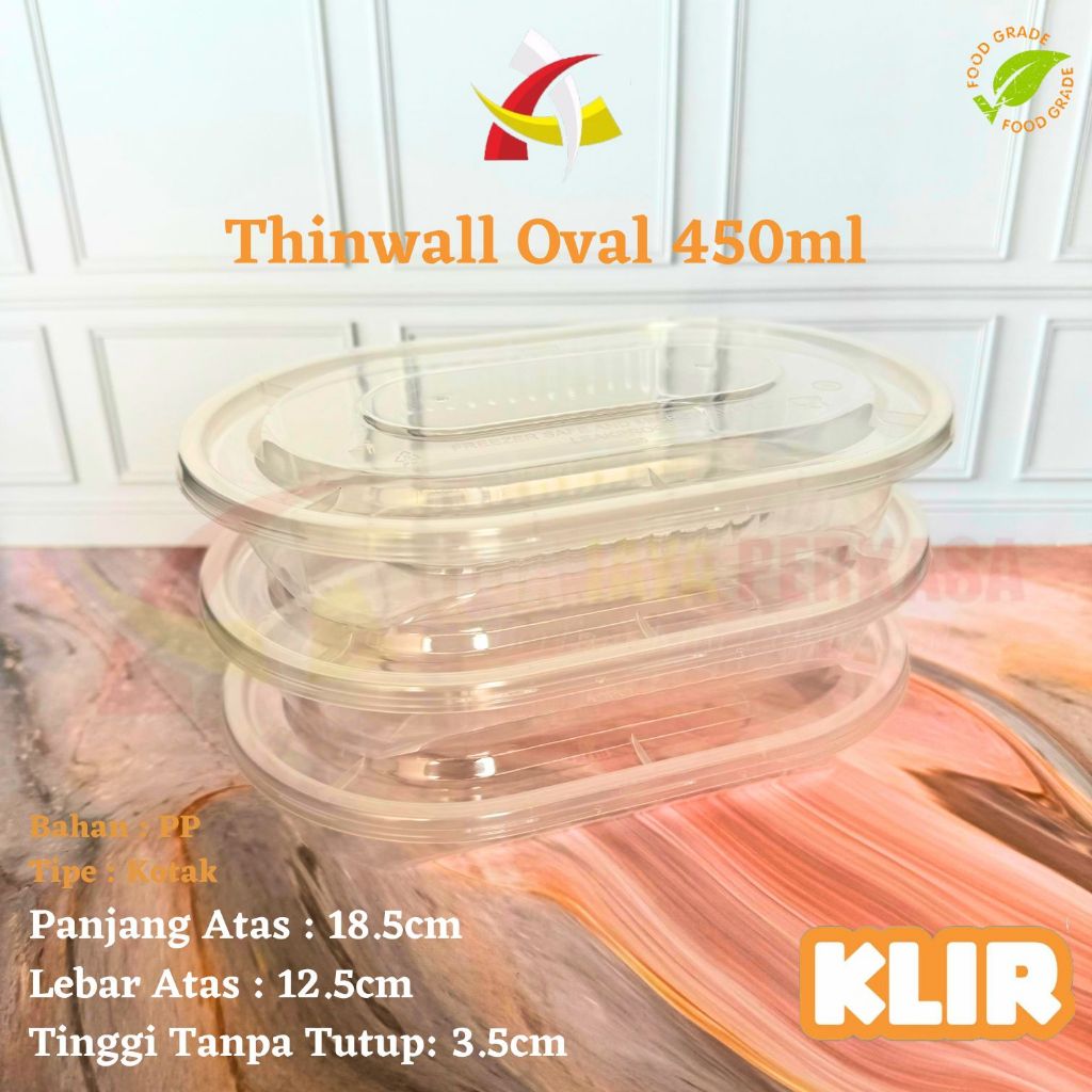 Jual Thinwall Oval 450ml Klir / Tempat Makan Plastik / Box Plastik ...