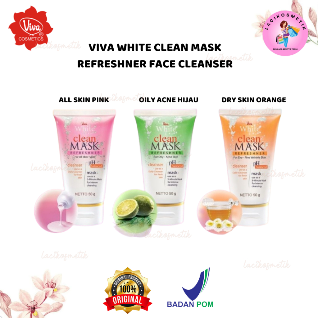 Jual LACIKOSME VIVA WHITE CLEAN MASK REFRESHNER FACE CLEANSER - FACE ...