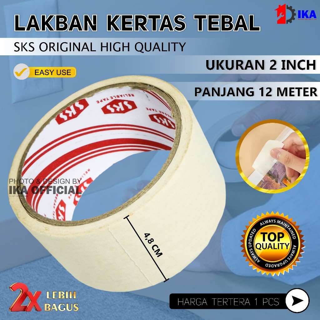 Jual LAKBAN KERTAS / MASKING TAPE SKS 2 INCH / 48 MM LIST NGE CAT ...