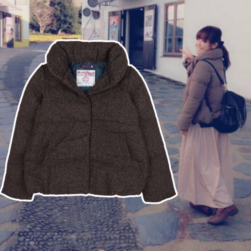 Jual Harris Tweed x Earth Music & Ecology Wool Blouson Puffer Jacket ...